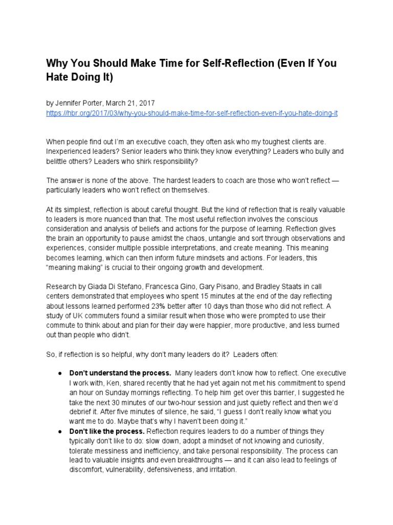 Barrier of Self Reflection & How To Do Self Reflection | PDF | Return ...