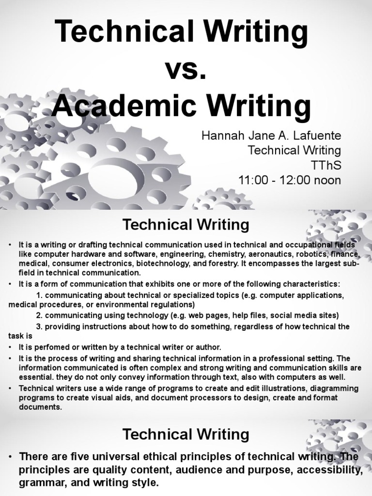 Technical Writing vs. Academic Writing | PDF | Human Communication ...
