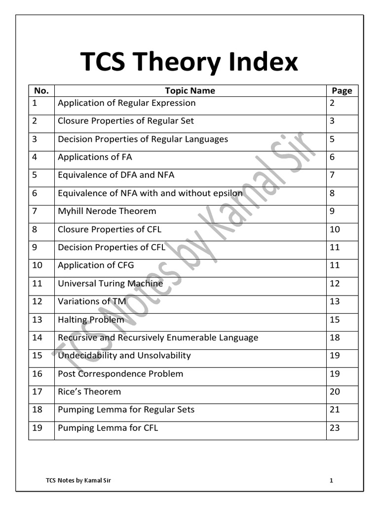 Tcs Theory Notes By Kamal Sir Pdf Regular Expression Syntax Logic