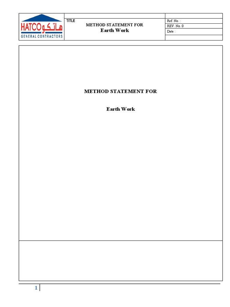 Method Statement For Earth Work | PDF | Quality Assurance