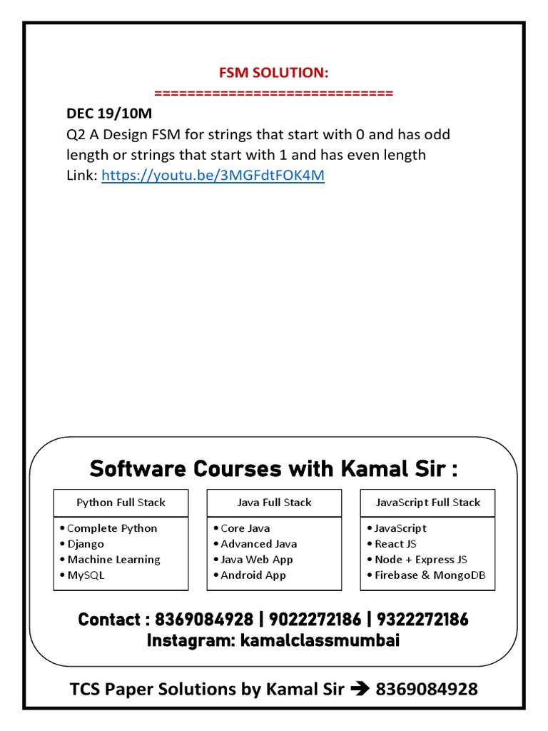 TCS Paper Solutions by Kamal Sir 8369084928 | PDF