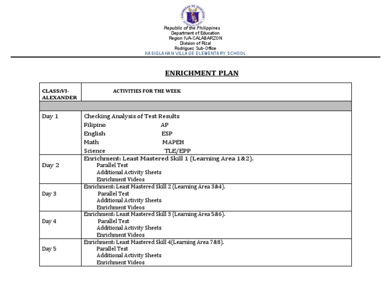 Enrichment Plan | PDF