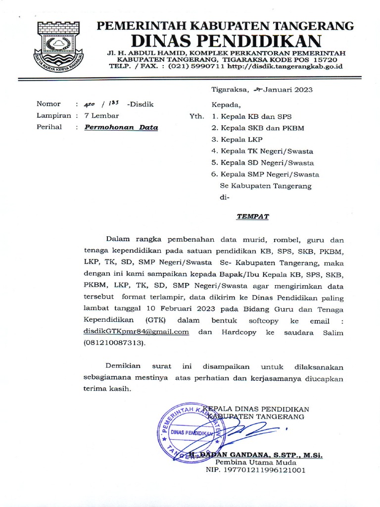 Surat Permohonan Data | PDF