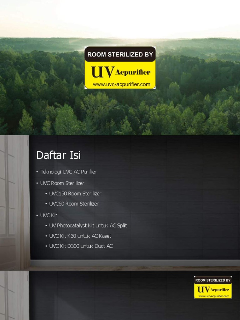 Presentasi Teknologi Produk UV AC Purifier (2) - Compressed | PDF | Ultraviolet | Chemistry