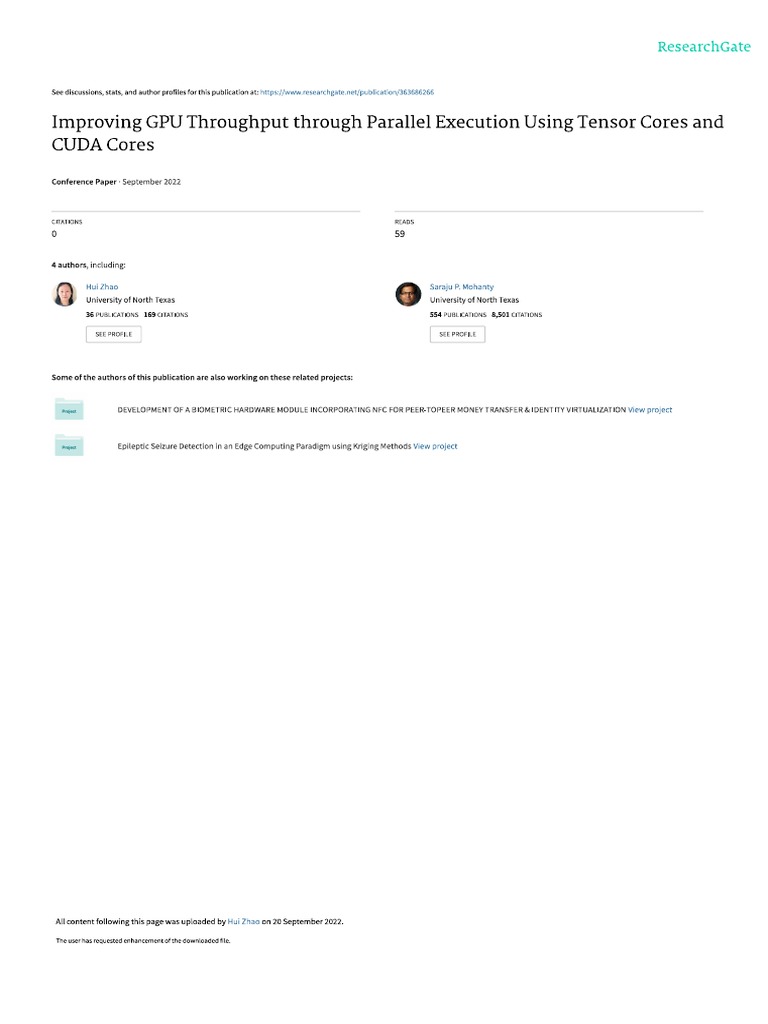 Improving Gpu Throughput Through Parallel Execution Using Tensor Cores And Cuda Cores Pdf