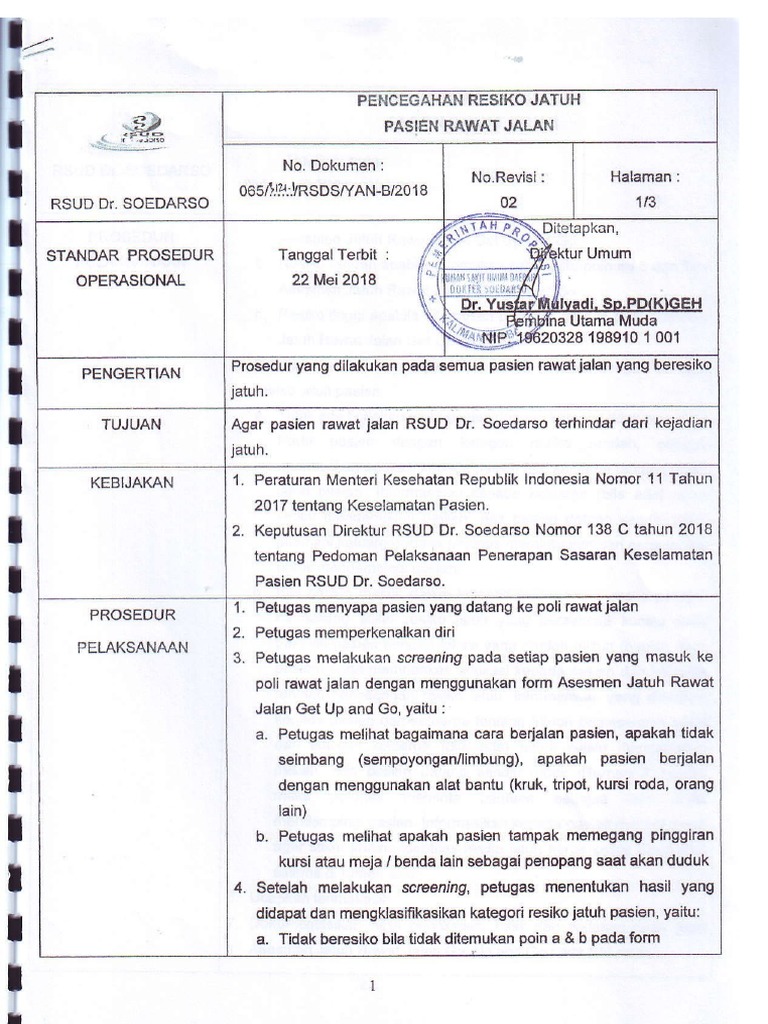 SOP - Pencegahan-Resiko-Jatuh-Pasien-Rawat-Jalan | PDF