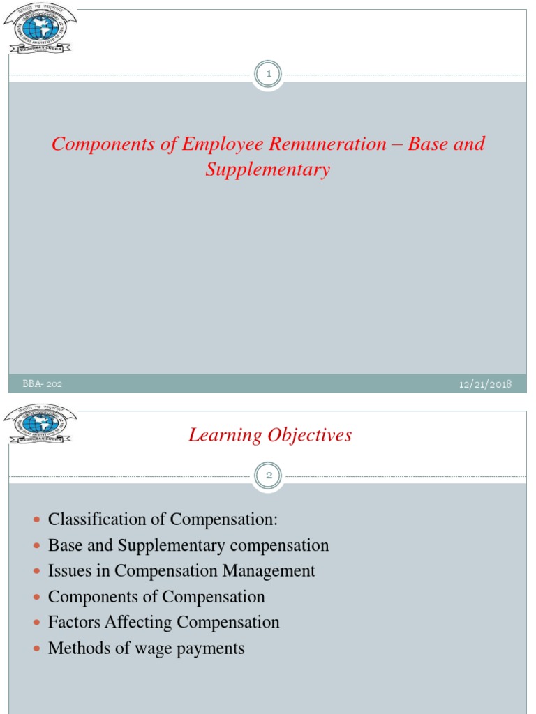 Components of Employee Remuneration - Base and Supplementary | PDF
