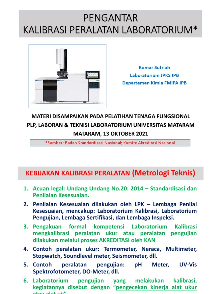 Kalibrasi Peralatan Lab: Panduan | PDF | Teknologi & Rekayasa | Sains & Matematika