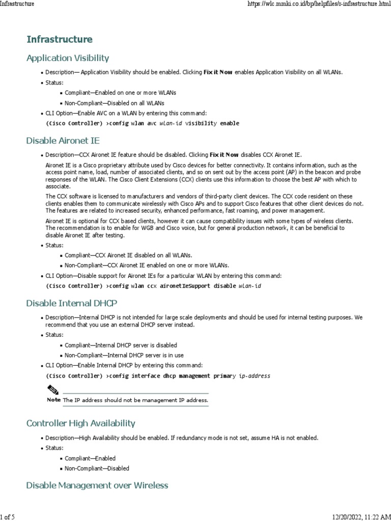 WLC-Best Practices-Infrastructure | PDF | Computer Network | Wireless Lan