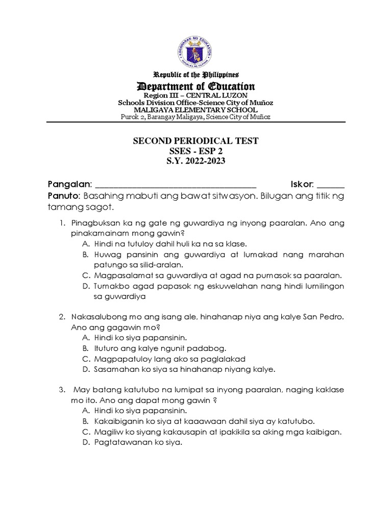 Esp Periodical Test | PDF