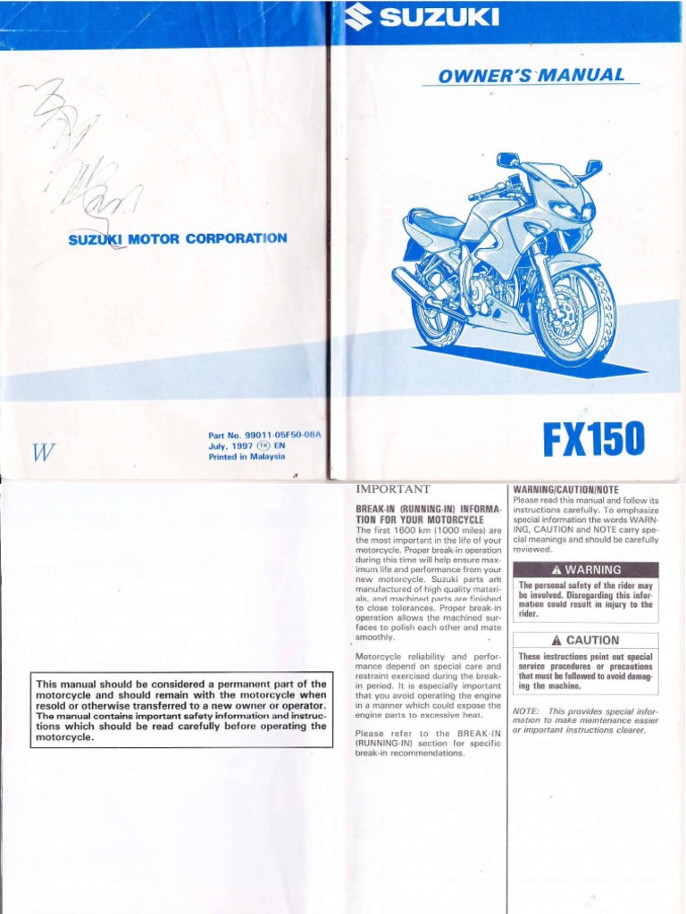 Suzuki FX 150 Owner Manual | PDF