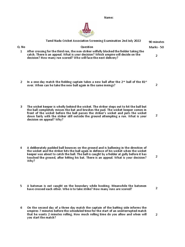 TNCA Screening 22 | PDF | Bowling (Cricket) | Teams