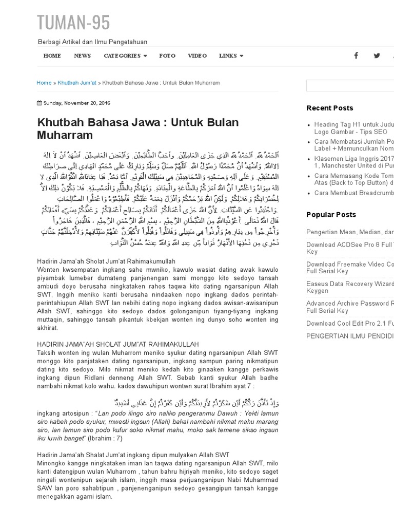 Khutbah Bahasa Jawa Untuk Bulan Muharram | PDF