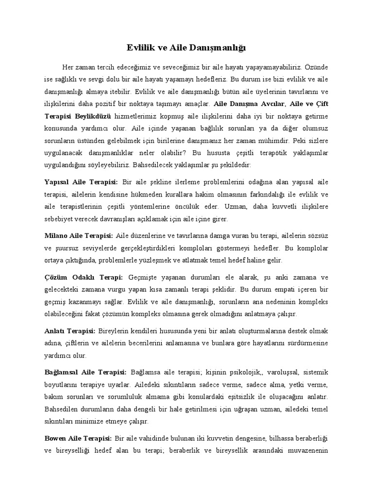 Evlilik Ve Aile Danışmanlığı | PDF