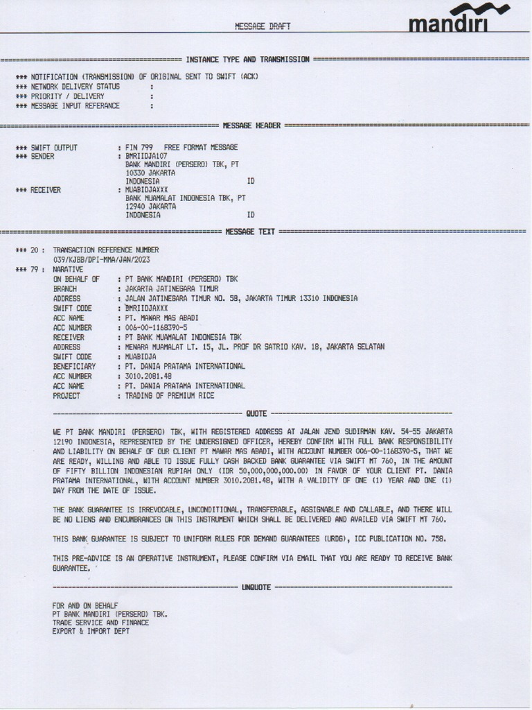 Draft Wording Guarantee 799 | PDF