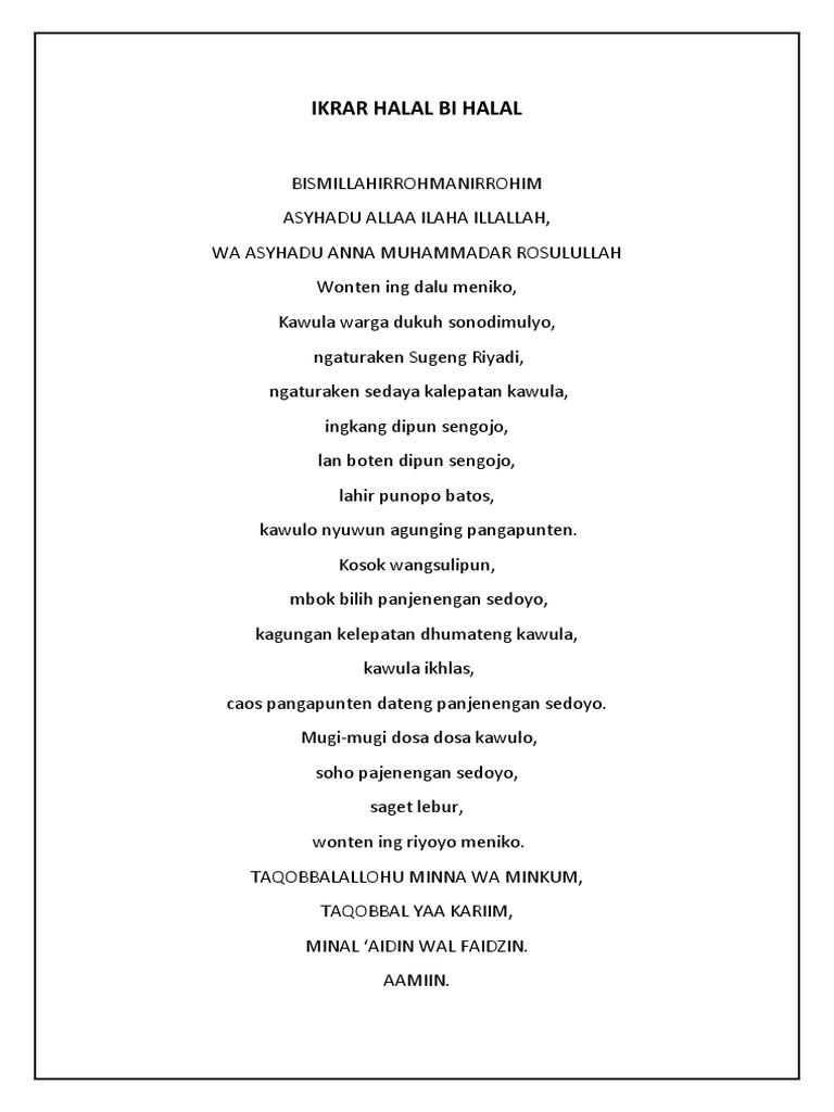 Ikrar Halal Bi Halal | PDF | Agama & Spiritualitas | Fiksi Misteri, Thriller, & Kejahatan