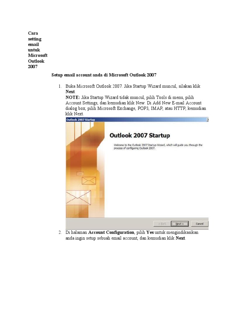 Setting Email di Outlook 2007 | PDF | Karier & Perkembangan