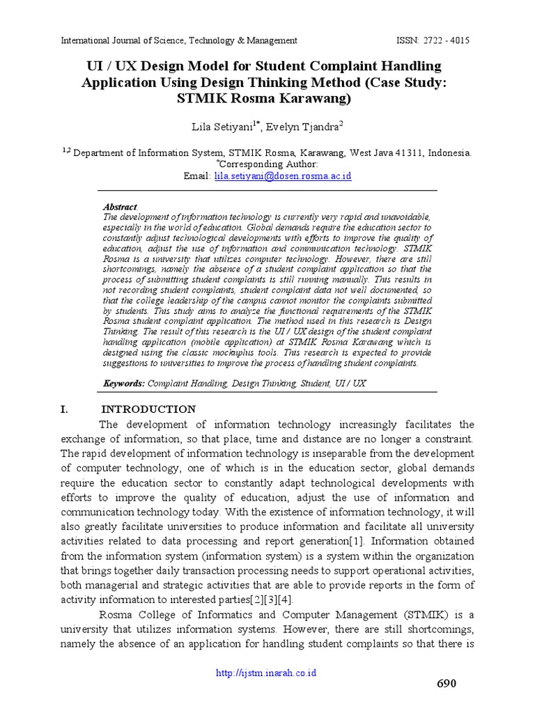 UI UX Design Model For Student Complaint Handling Application Using ...