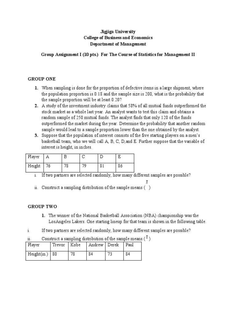 Stat Ii Assignment I | PDF