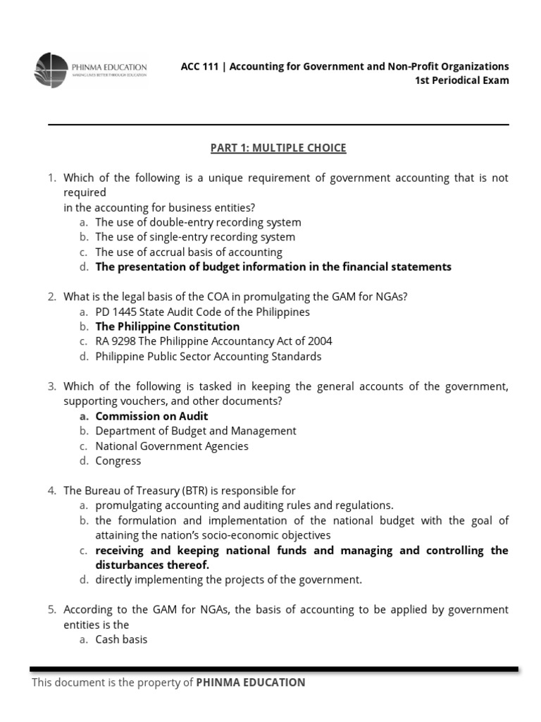ACC 111 Exam Review: Government Accounting Fundamentals | PDF | Payroll Tax | Debits And Credits
