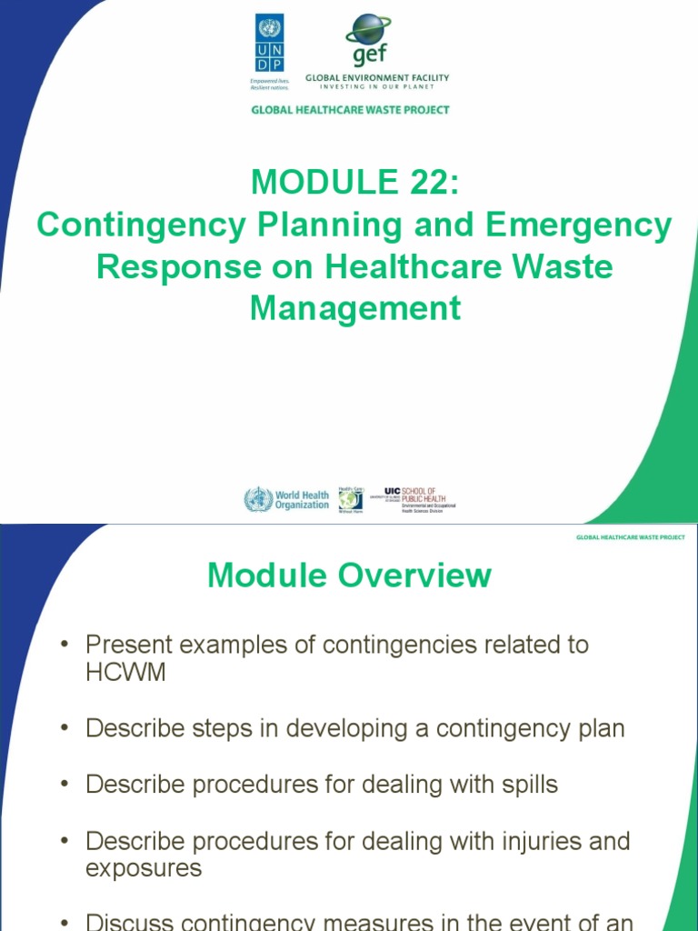 Module 22 Contingency Planning and Emergency Response To Healthcare ...
