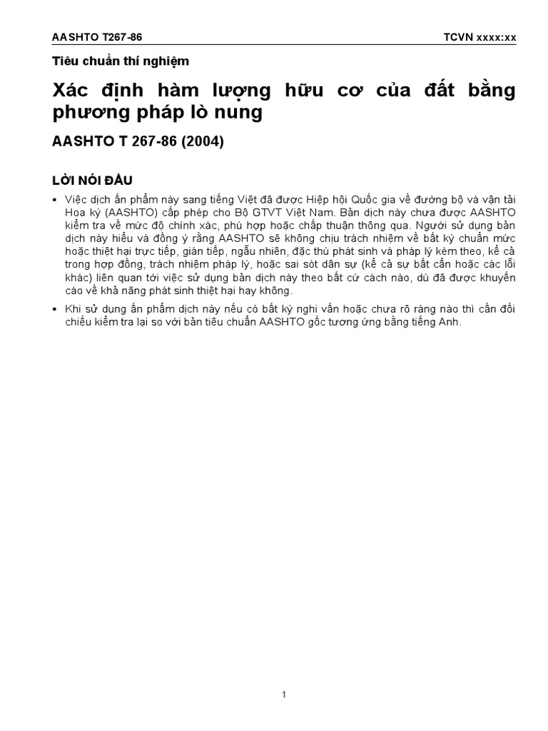 T267-86 -Xác Định Hàm Lượng Hữu Cơ Của Đất Bằng Phương Pháp Lò Nung | PDF