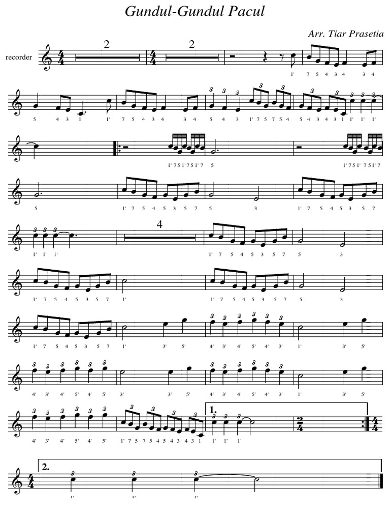 Gundul-Gundul Pacul (Pianika 1) | PDF