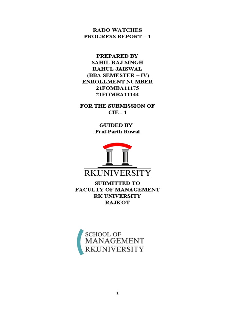 Company Report On Rado Watches | PDF | Smartwatch | Watch