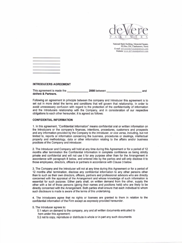Introducer's Agreement NEW | PDF | Legal Remedy | Breach Of Contract
