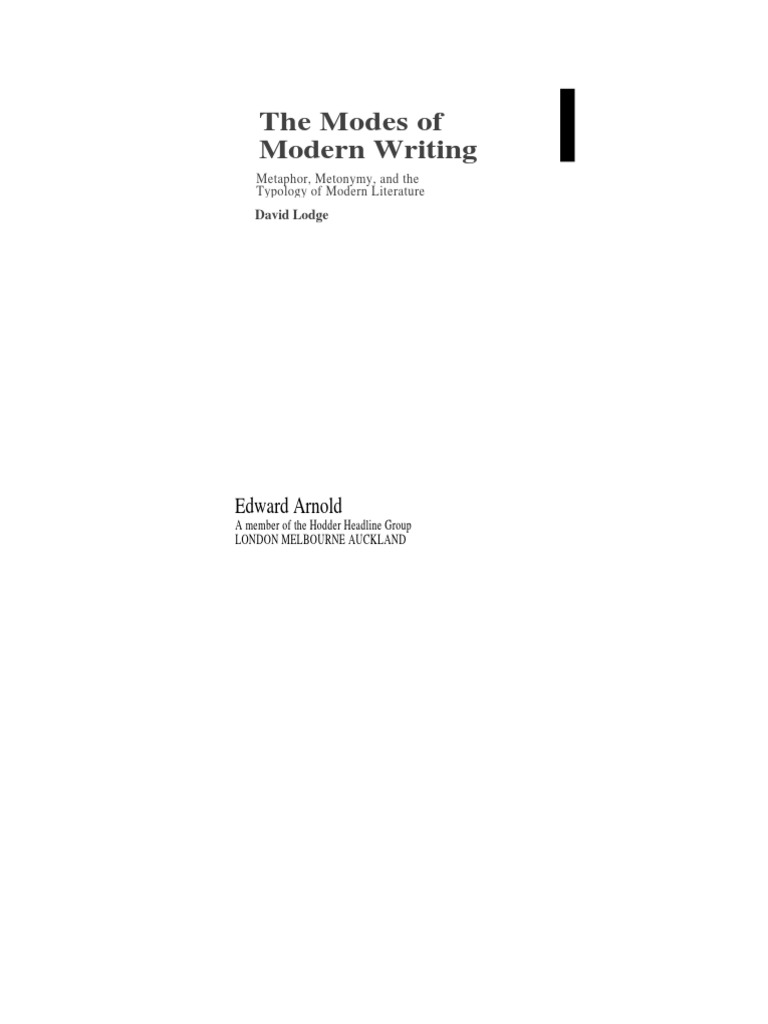 (Bloomsbury Revelations) David Lodge - The Modes of Modern Writing ...