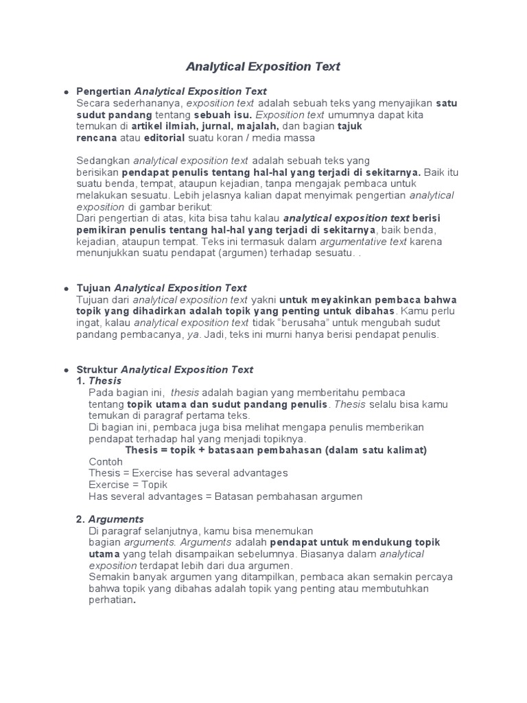 Analytical Exposition Text | PDF | Karier & Perkembangan | Seni ...