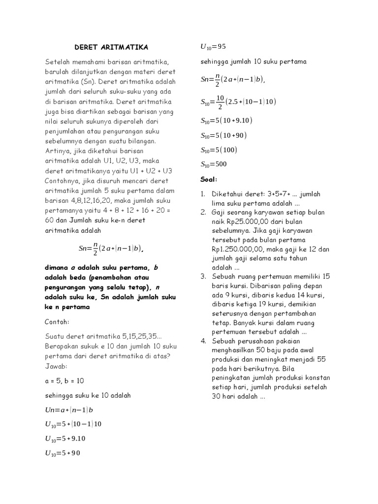 Deret Aritmatika | PDF