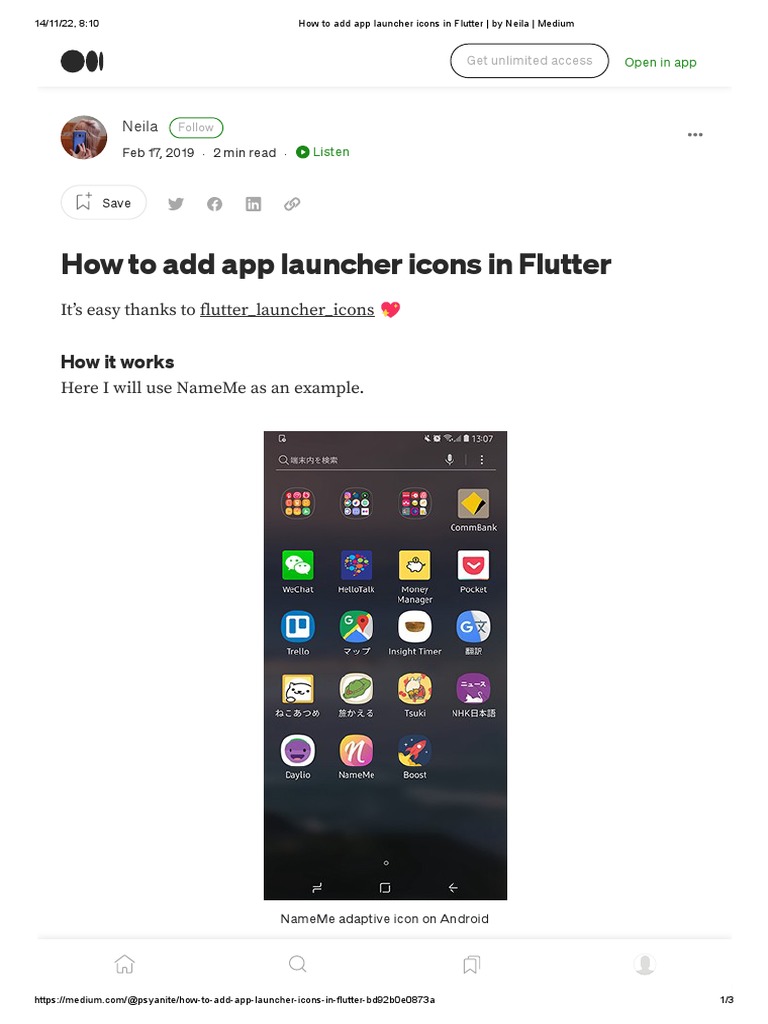 How To Add App Launcher Icons in Flutter - by Neila - Medium | PDF | Ios | Icon (Computing)