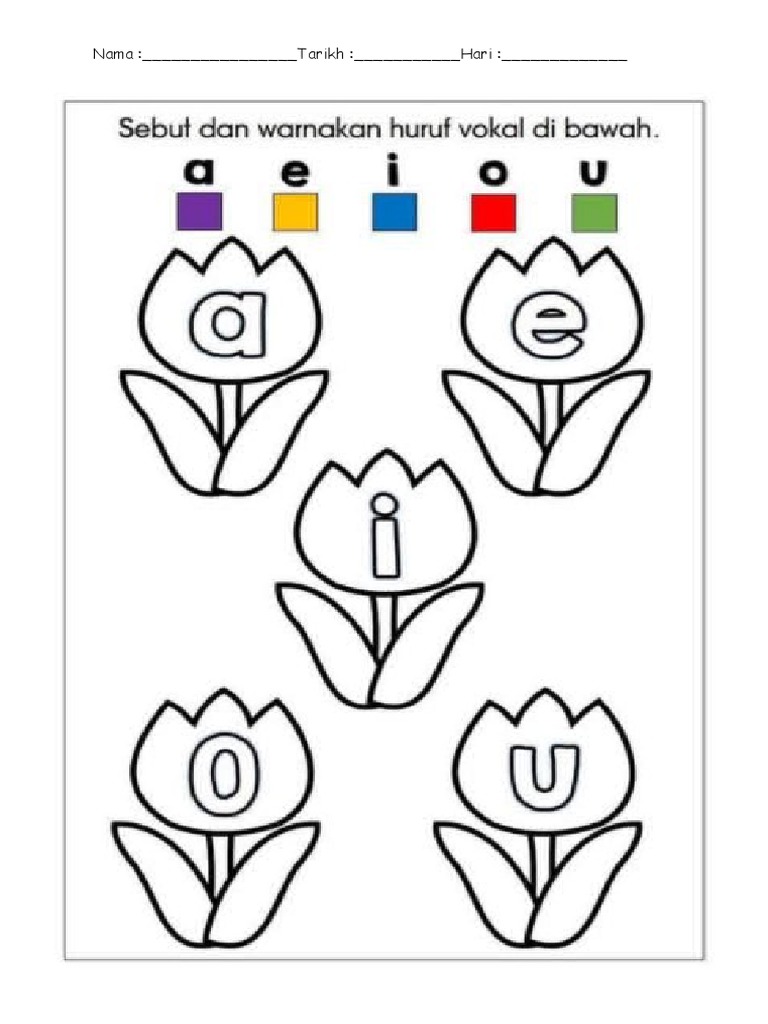 Huruf Vokal Tahun 1 | PDF