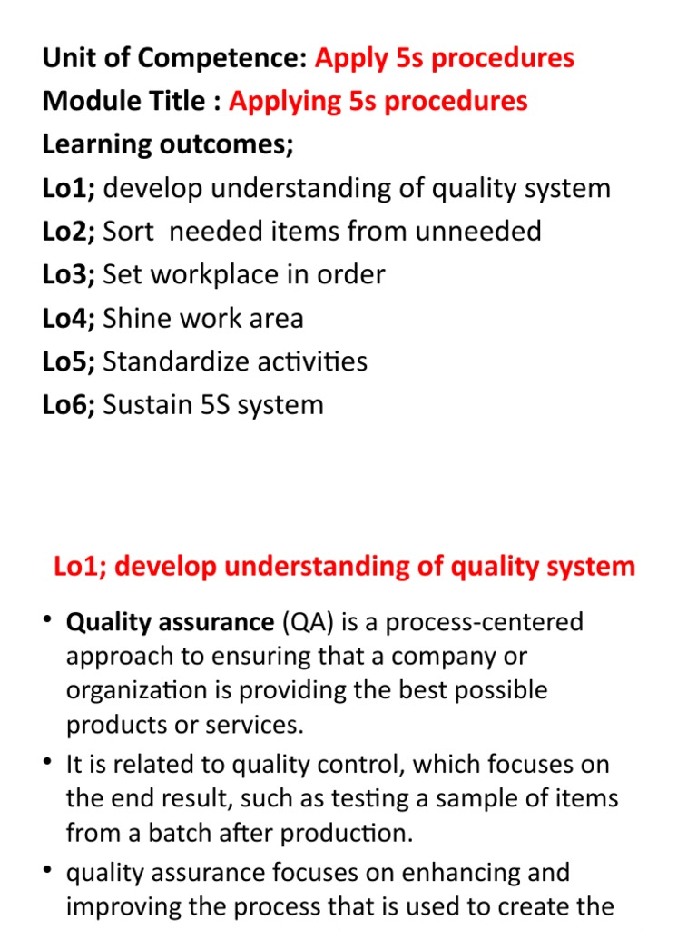 Apply 5s Procedure | PDF | Quality Assurance | Business
