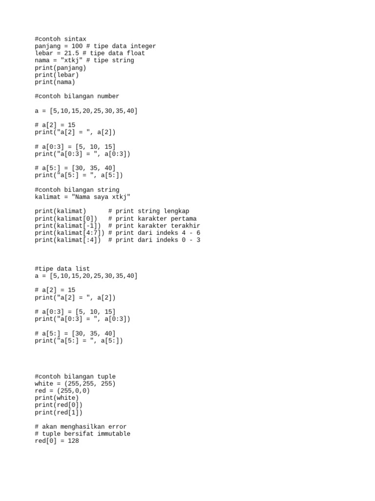 Contoh Type Data | PDF