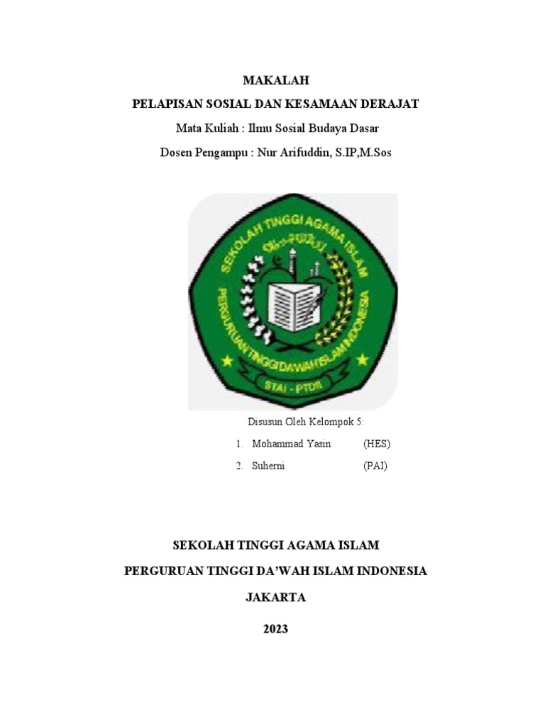 Makalah Kelompok 5 - Pelapisan Sosial | PDF | Karier & Perkembangan | Ilmu Sosial
