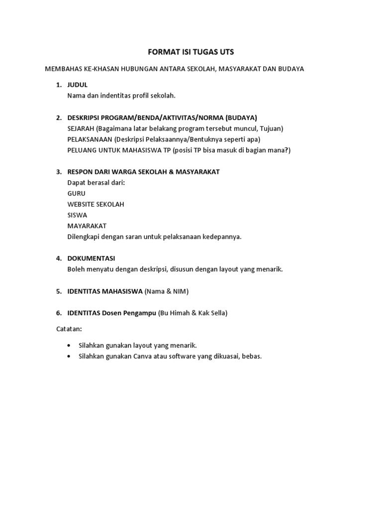 Format Tugas UTS: Hubungan Sekolah dan Masyarakat | PDF | Karier ...