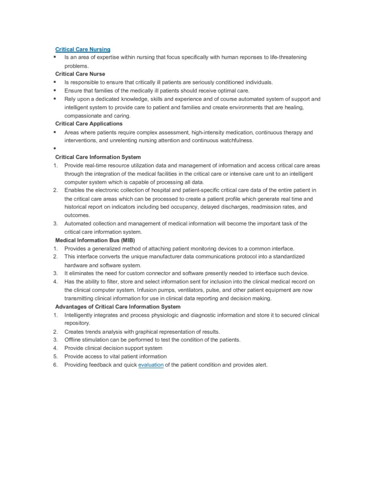 Critical Care Nursing | PDF | Intensive Care Medicine | Nursing