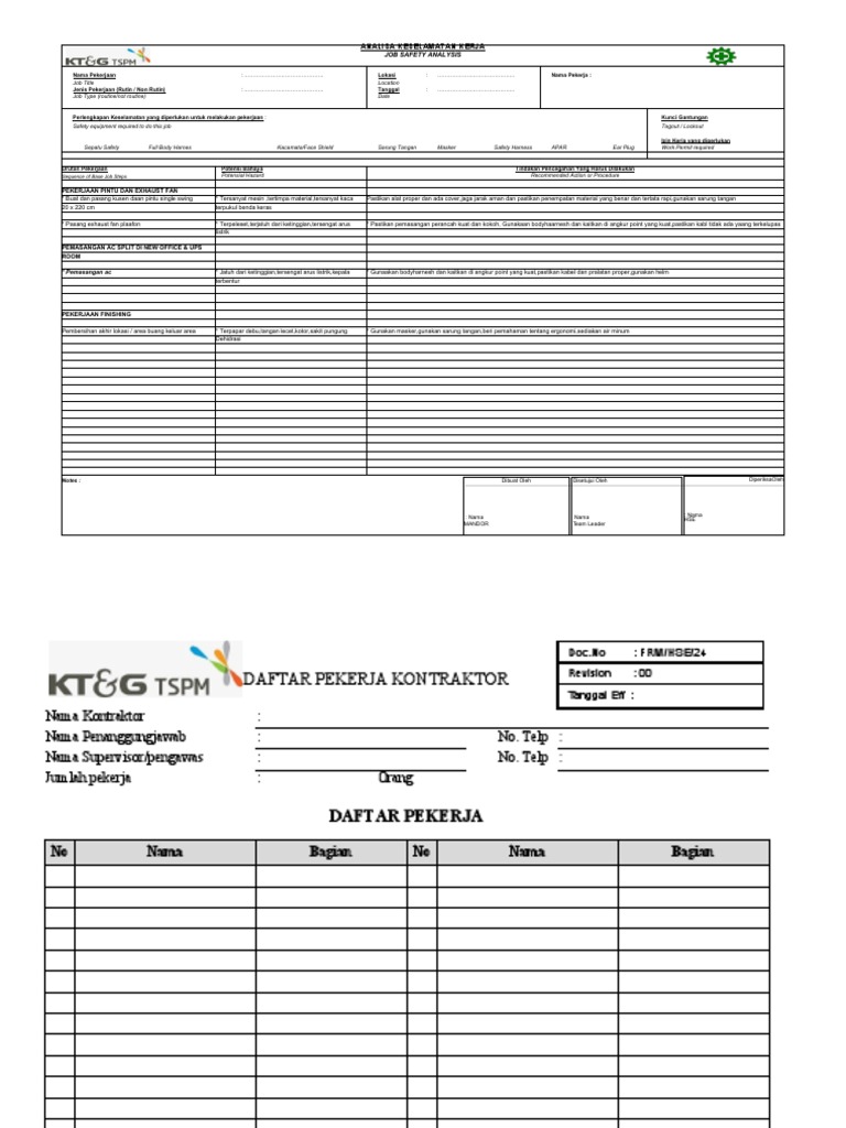FORM Untuk Kontraktor TSPM | PDF