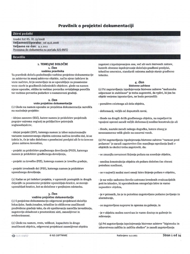 Pravilnik o Projektni Dokumentaciji | PDF