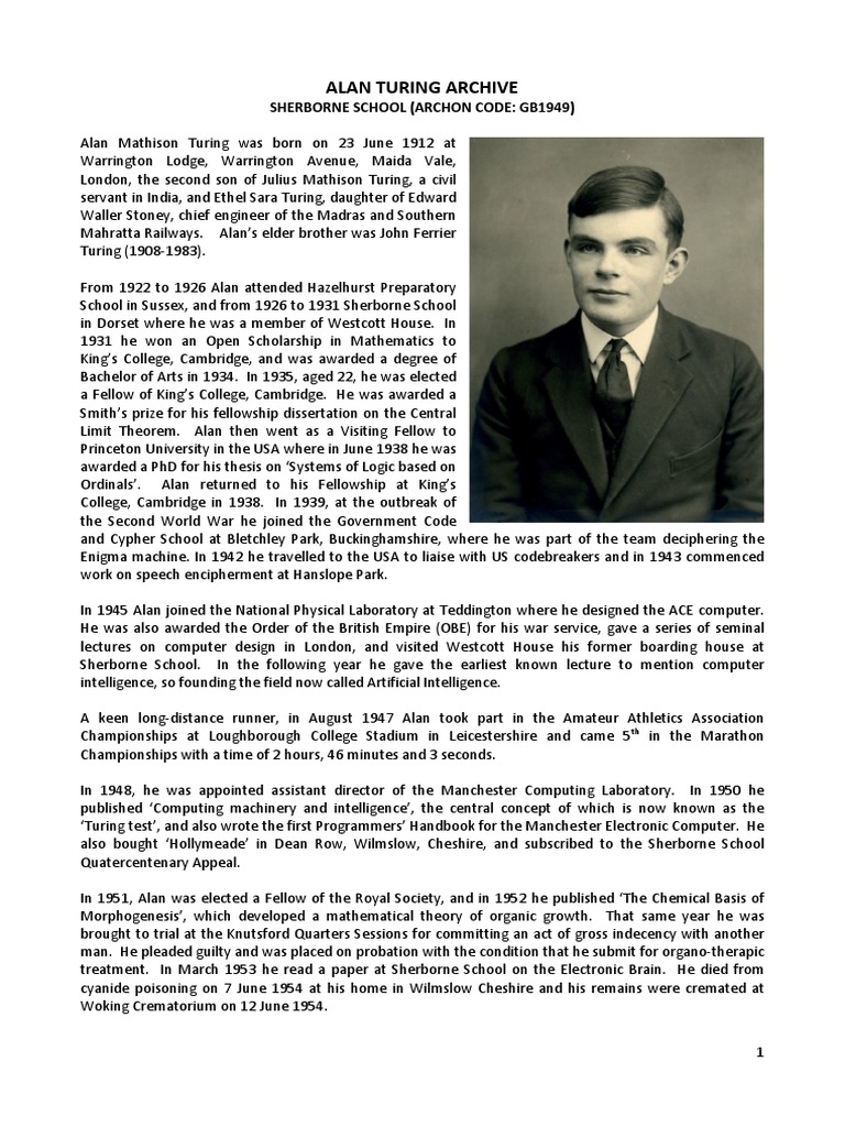 TURING Alan Mathison | PDF | Alan Turing | Science
