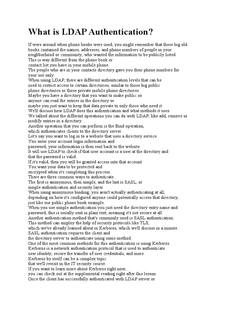 2.what Is LDAP Authentication | Download Free PDF | Access Control ...