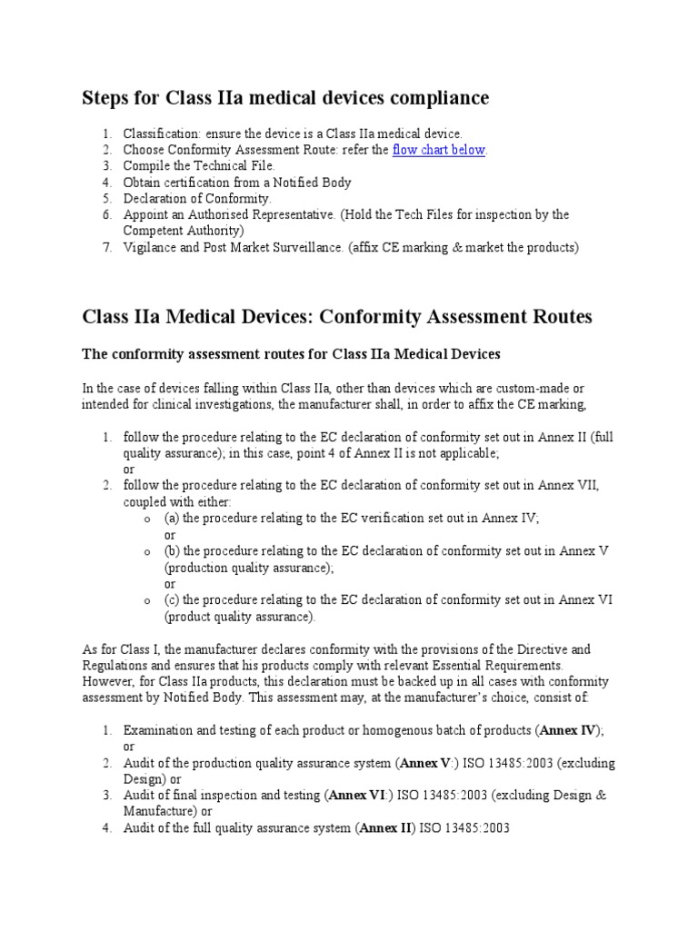 Steps For Class IIa Medical Devices Compliance | PDF
