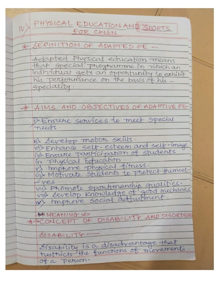 Unit - 4 - Physical Education and Sports For CWSN | PDF