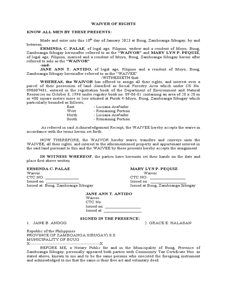 Waiver of Rights | PDF