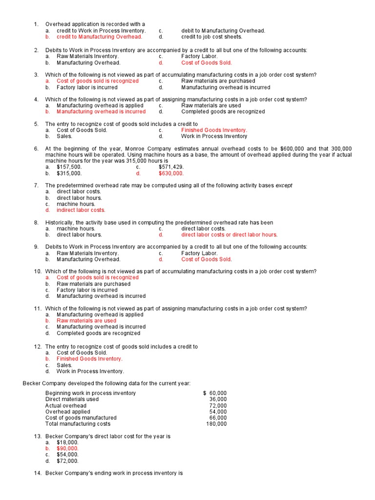 Cost Accounting Midterm Exam 2018.edited | PDF | Cost Of Goods Sold | Inventory