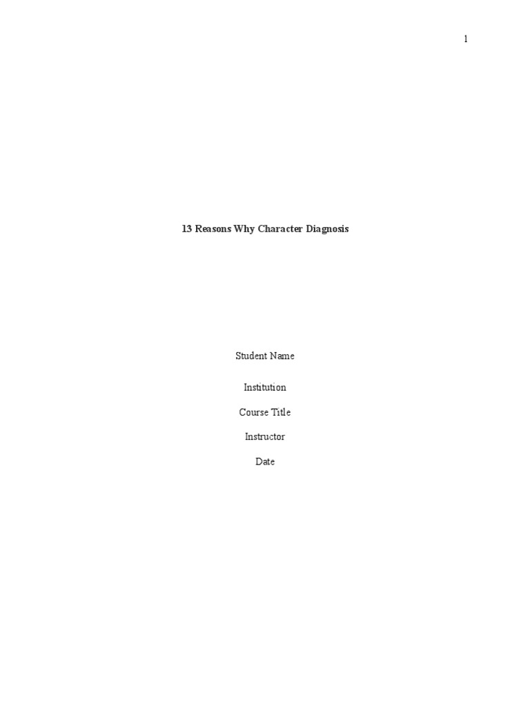 13 Reasons Why Character Diagnosis | PDF | Psychological Trauma ...
