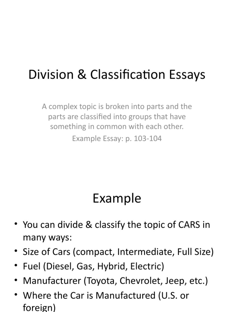 Division - Classification Essays | PDF | Essays | Mexican Cuisine