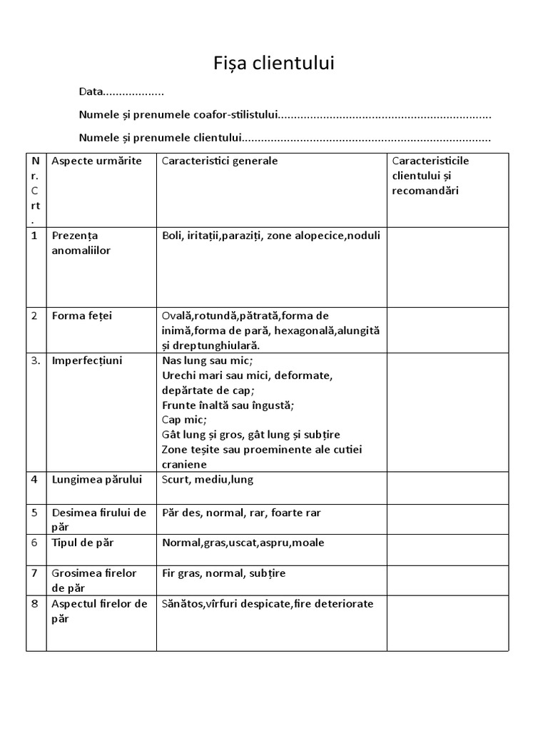 Fisa Clientului | PDF